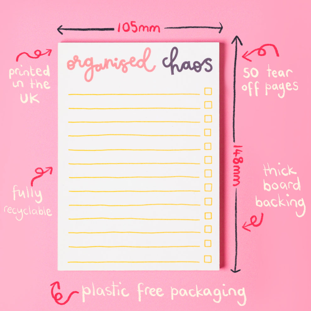 A6 Notepad - Organised Chaos – Oh Laura