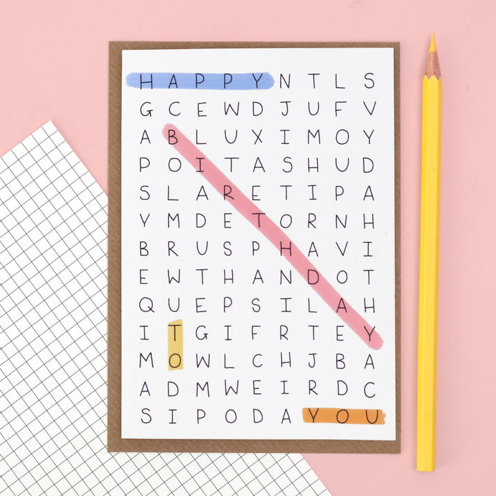 Card - Word Search - 'Happy Birthday To You' – Oh Laura