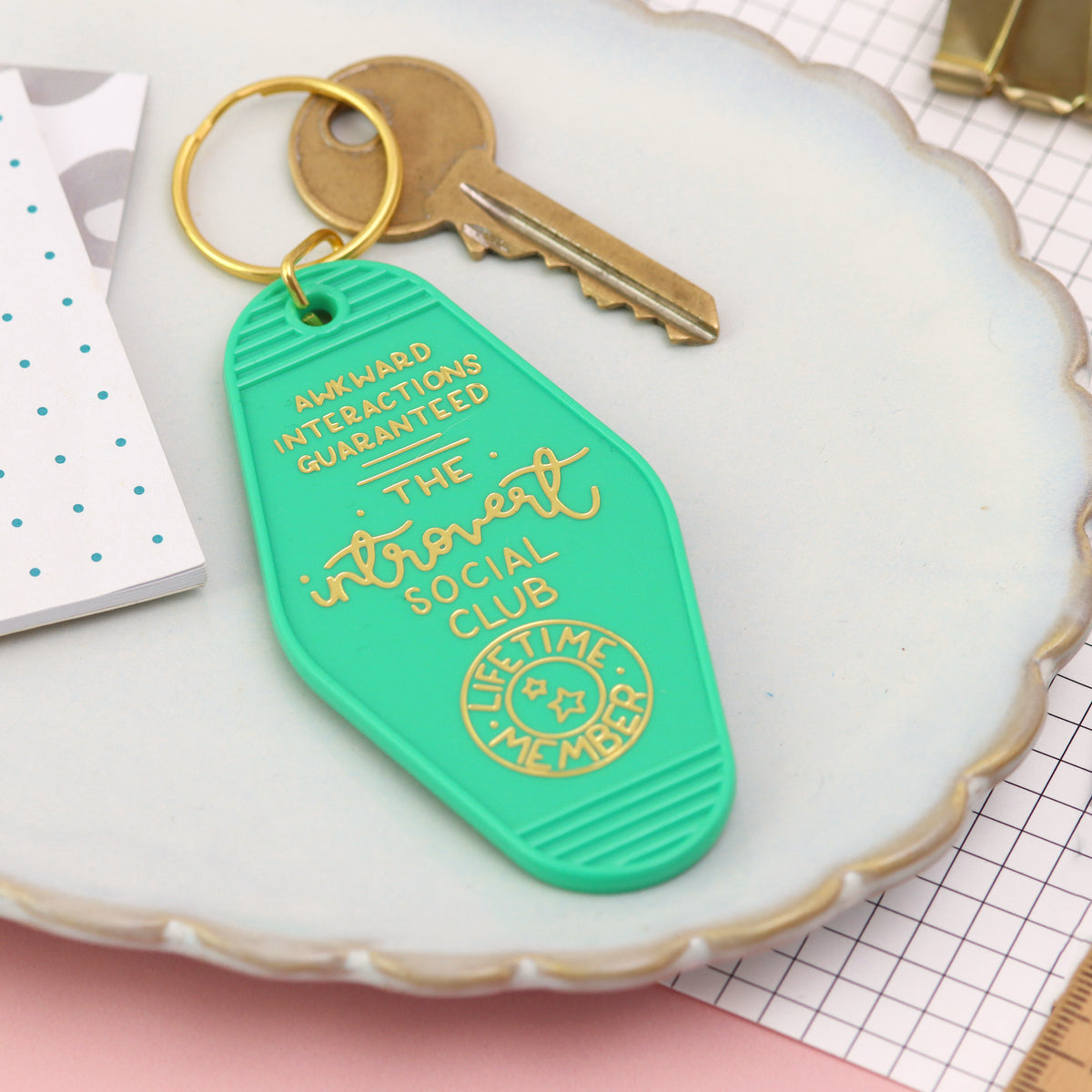 Keyring - The Introvert Social Club - Green – Oh Laura